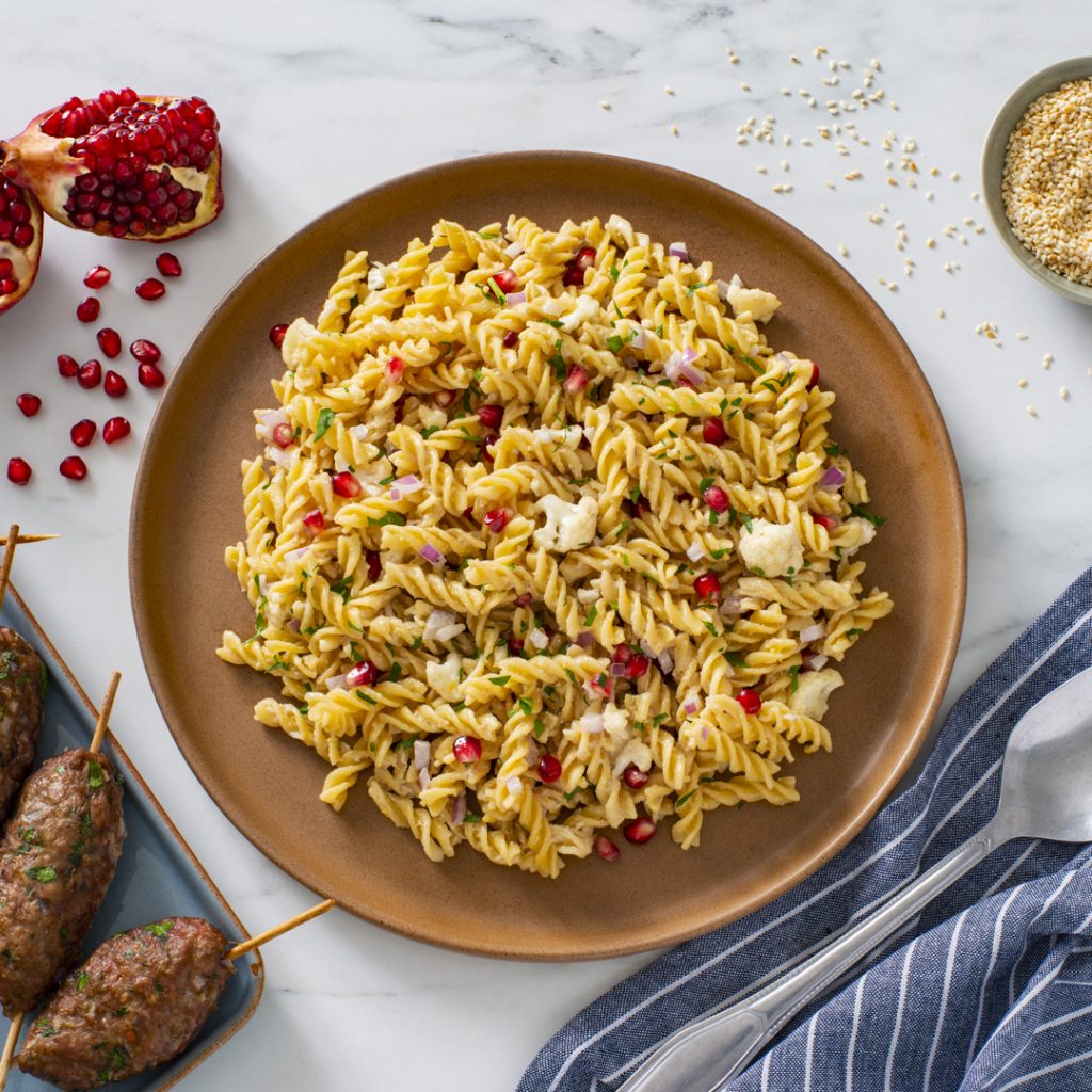 Middle Eastern Tahini Pasta Salad and Kebabs - CATELLI®