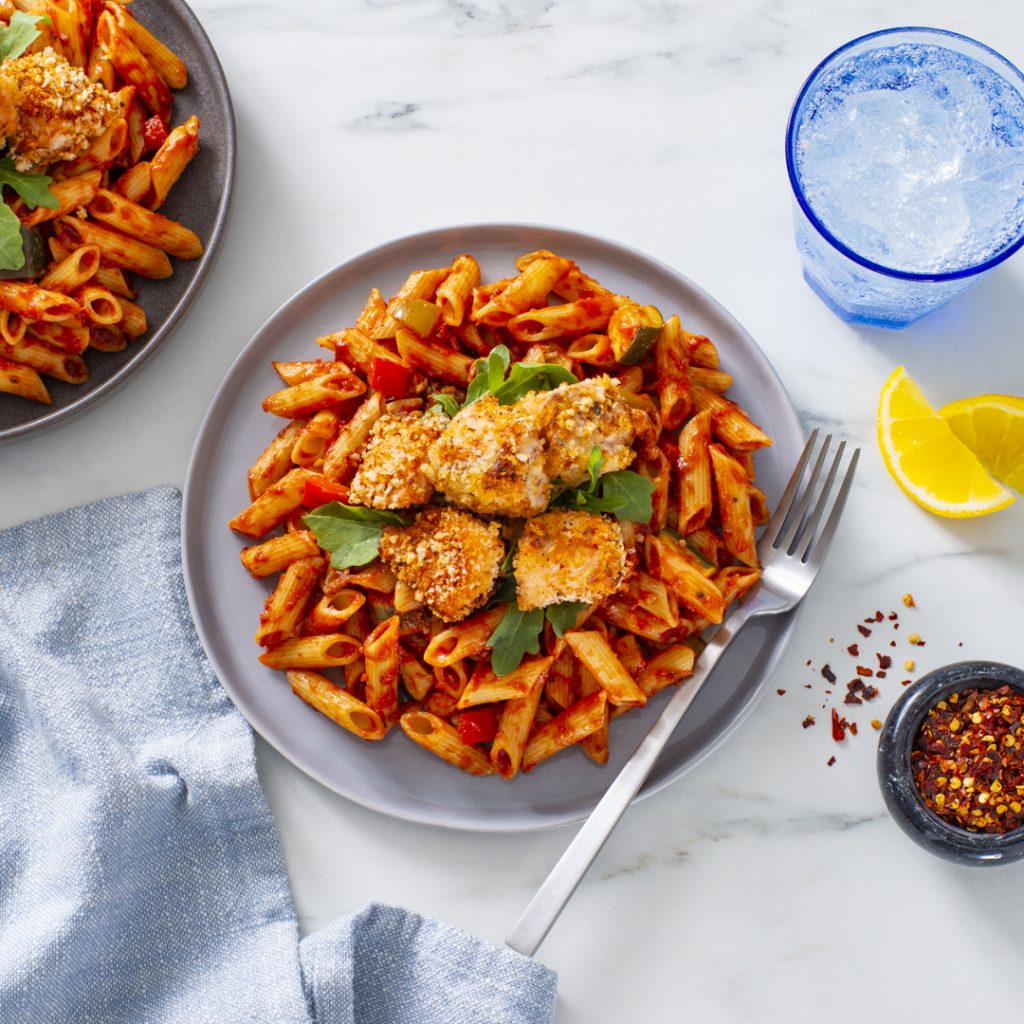 Zesty Lemon Creole Penne with Crispy Wild Salmon - CATELLI®